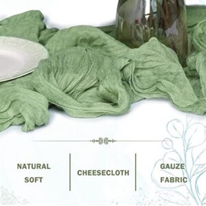 Vibera Cheesecloth Table Runner 35 x 157 inches Long Sage Green Table Runners for Wedding Birthday Party Gauze Table Runner for Bridal Shower Baby Shower Decorations（1 Pack）