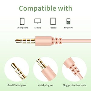 ELOVEN 3.5mm Wired Headphone HiFi Stereo Sound Wired Earbuds Noise Cancelling in-Ear Earphones Headset for Teen Girls with Mic Button Control with Cable Wrap Winder for iPhone Samsung MP3/MP4 Pink