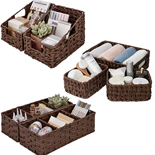 GRANNY SAYS Bundle of 3 Sets Woven Storage Baskets for Shelves