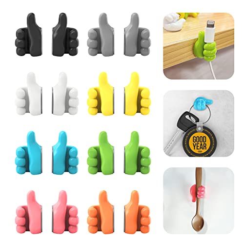 Silicone Thumb Wall Hook, 16Pcs Creative Silicone Thumbs Up Wall Hook Multi-Function Self-Adhesive Wall Decoration Hook for Cable Clip Key hat Makeup Brush, Home Office Wall Storage