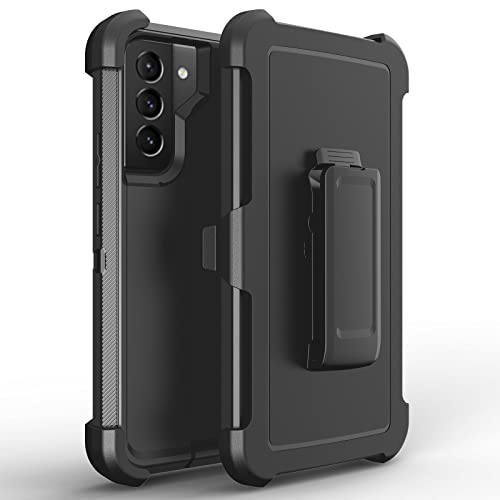 Case for Samsung Galaxy S22 5G,Bisbkrar Phone Case [Military Grade] 3 in 1 Shockproof Rugged Protective, Heavy Duty Bumper Cover for Galaxy S22 5G(Black(with Belt Clip)) (Black)