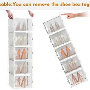 Shoe Storage, 12 Pack Large Shoe Organizer for Closet, Shoe Boxes Clear Plastic Stackable Shoe Storage Boxes for Size 13