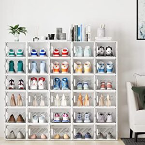 Shoe Storage, 12 Pack Large Shoe Organizer for Closet, Shoe Boxes Clear Plastic Stackable Shoe Storage Boxes for Size 13