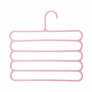 color non slip multi layer trouser rack multifunctional wardrobe 5 layer hanging pants hanger scarf rack silk scarf tie hanger space saving bottle drying rack (pink, one size)