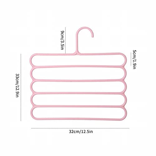 Color Non Slip Multi Layer Trouser Rack Multifunctional Wardrobe 5 Layer Hanging Pants Hanger Scarf Rack Silk Scarf Tie Hanger Space Saving Bottle Drying Rack (Pink, One Size)