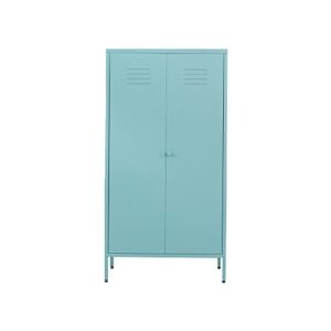 lingzoe 2 magnetic doors steel wardrobe kids closet storage accent cabinet with hanging rod and 2 laminate,metal children tall storage lockers armoire with leg for home bedroom,laundry room