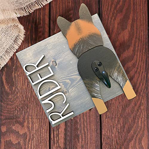 Personalized Dog Leash Holder for Wall Custom Name, Wooden Dog Butt Leash Hook, Decorative Key Rack Hooks Hanger for Entryway, Hallway, Farmhouse Dog Items Storage Organizer (1 Dog)