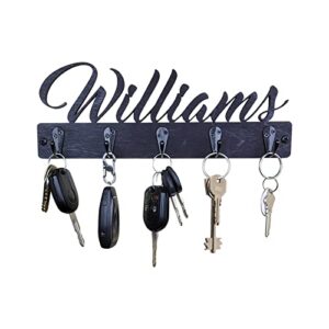 ozinna personalized key holder for wall, decorative custom key hanger with name, metal key holder wall hanging, key hooks for wall, custom name key rack, wedding housewarming gift (black)