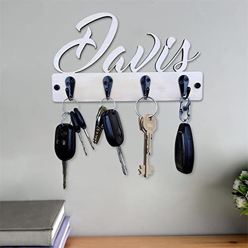 Ozinna Personalized Key Holder for Wall, Decorative Custom Key Hanger with Name, Metal Key Holder Wall Hanging, Key Hooks for Wall, Custom Name Key Rack, Wedding Housewarming Gift (Black)