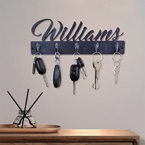 Ozinna Personalized Key Holder for Wall, Decorative Custom Key Hanger with Name, Metal Key Holder Wall Hanging, Key Hooks for Wall, Custom Name Key Rack, Wedding Housewarming Gift (Black)