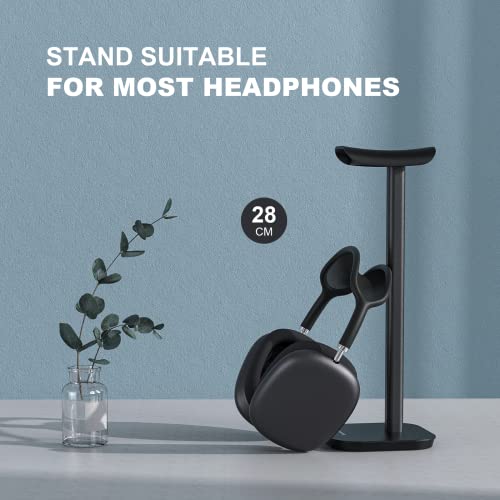 MANMUVIMO Headphone Stand, Desktop Headset Holder Heavy Base Desk Earphone Stand Aluminum Gaming Headset Hanger Rack for AirPods Max, AirPods, AirPods Pro, Sony, Beats, Bose, Razer and More(Black)