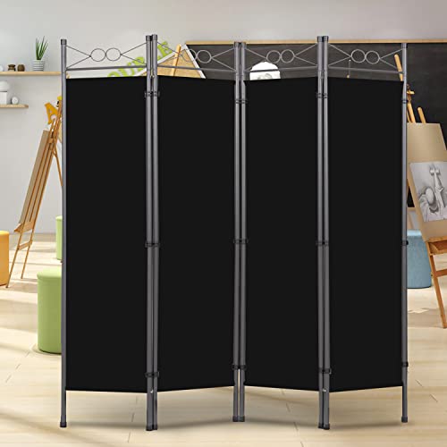 Room Divider-4 Panel Tall Room Dividers and Folding Privacy Screens, 6 Ft Divider Room Fabric Panel W/Matel Frame, Freestanding Wall Divider Screen, Portable Partition Room Dividers for Study Dorm