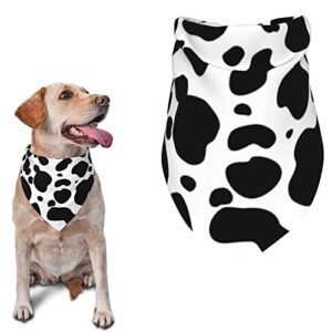 black and white cow print dog bandana - 1pack washable dog scarf triangle bibs cute pet bandana for medium large dogs puppy and cats