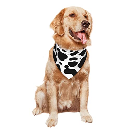 Black and White Cow Print Dog Bandana - 1pack Washable Dog Scarf Triangle Bibs Cute Pet Bandana for Medium Large Dogs Puppy and Cats