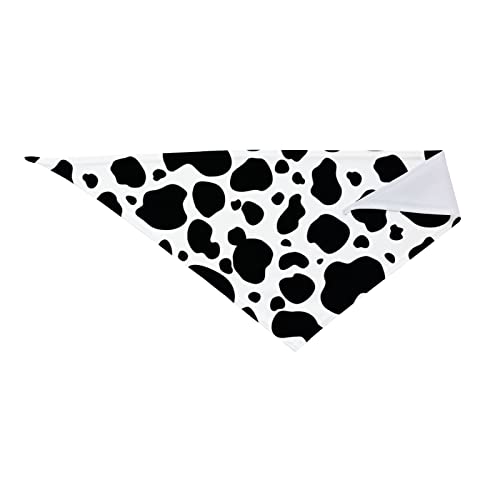 Black and White Cow Print Dog Bandana - 1pack Washable Dog Scarf Triangle Bibs Cute Pet Bandana for Medium Large Dogs Puppy and Cats