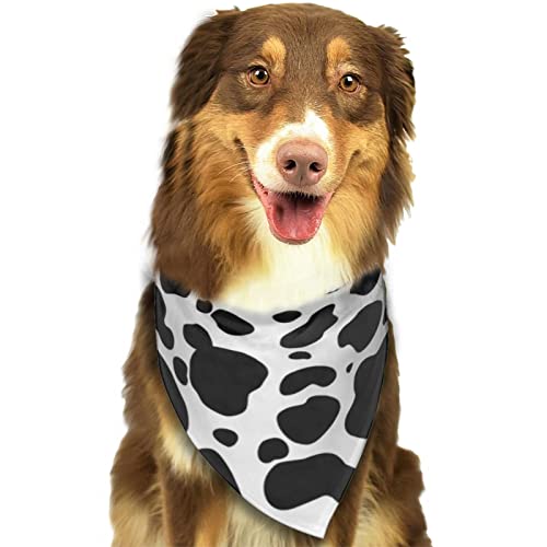 Black and White Cow Print Dog Bandana - 1pack Washable Dog Scarf Triangle Bibs Cute Pet Bandana for Medium Large Dogs Puppy and Cats