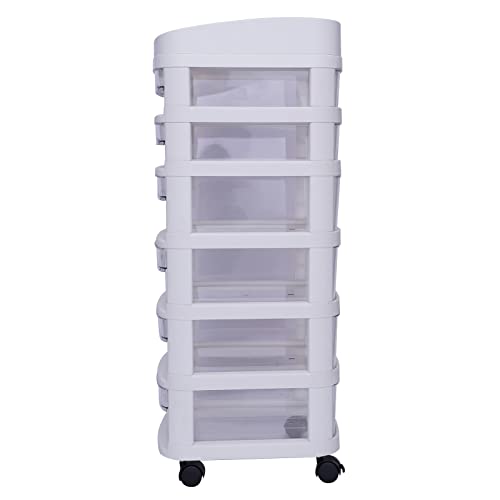 Plastic Wide Storage Drawer Cart Cosmetic Storage Tower Craft Storage Containers Bins with 6 Clear Drawers