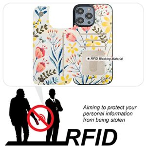 HAOPINSH for iPhone 14 Pro Max Wallet Case with Card Holder, Floral Flower Pattern Back Flip Folio PU Leather Kickstand Card Slots Case for Women Girls, Double Magnetic Clasp Shockproof Cover 6.7"