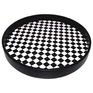 mcbz home round leather tray, round decorative tray, round serving tray, leather ottoman tray, circle coffee table tray,diameter13.2 * 1.8" (black)