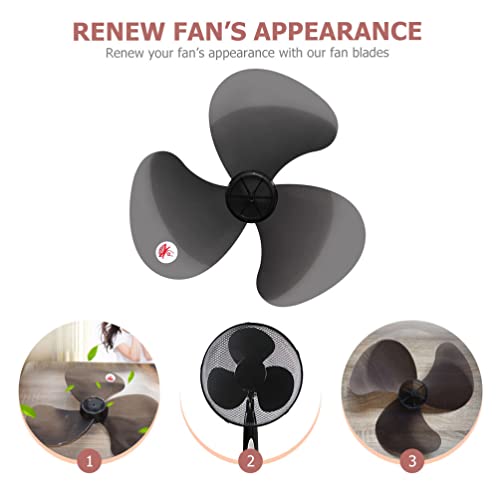 VOSAREA Standing Fan Universal Fan Blades Household Fan Blades Replacement Table Fan Blades with Nut Cover (Black) Plastic Fan Blade 3 Leaves