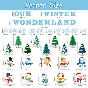 Haooryx 83Pcs Christmas Winter Snowmen Bulletin Board Set Classroom Decoration, Snow Snowman Patterned Paper Cut-Outs Blackboard Border Decor for Xmas Party Home School Classroom Window Wall Decor