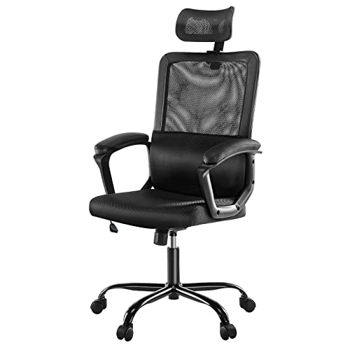 Office Chair - High Back Mesh Chair with Lumbar Support, Height Adjustable Desk Chair, 360 Degree Swivel Computer Chair, Home Office Chair with Armrests for Adults