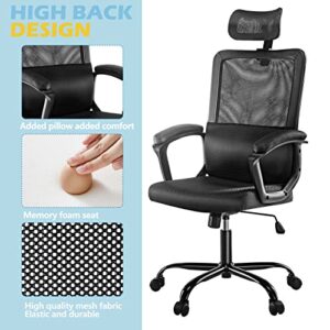 Office Chair - High Back Mesh Chair with Lumbar Support, Height Adjustable Desk Chair, 360 Degree Swivel Computer Chair, Home Office Chair with Armrests for Adults