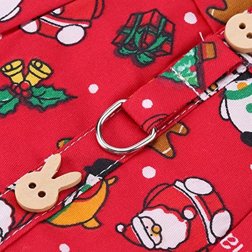 Filhome Adjustable Christmas Rabbit Harness and Leash Set, Small Animal Christmas Costume Bunny Clothes Santa Snowman Pattern Outfit for Ferret Guinea Pig Rabbit Bunny Hamster(Red/S)