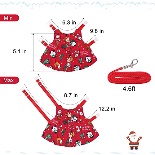 Filhome Adjustable Christmas Rabbit Harness and Leash Set, Small Animal Christmas Costume Bunny Clothes Santa Snowman Pattern Outfit for Ferret Guinea Pig Rabbit Bunny Hamster(Red/S)