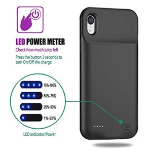 Battery Case for iPhone XR, 7000mAh Slim Portable Rechargeable Smart Protective Battery Pack Cover Power Bank Charging Case Compatible with iPhone XR (6.1 inch) Extended Battery Charger Case (Black)