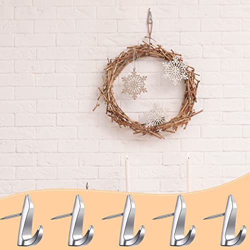 30 Pieces Metal Push Pin Hangers 20 lbs Picture Hooks Zinc Alloy Thumb Tacks Hanging Hooks with Nails for Home Office Fabric Wall Wooden Board (Silver)