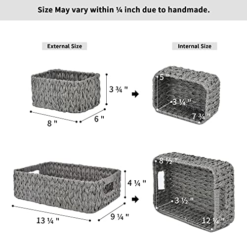 GRANNY SAYS Bundle of 1-Pack Gray Wicker Baskets & 3-Pack Wicker Storage Baskets for Organizing Shelves