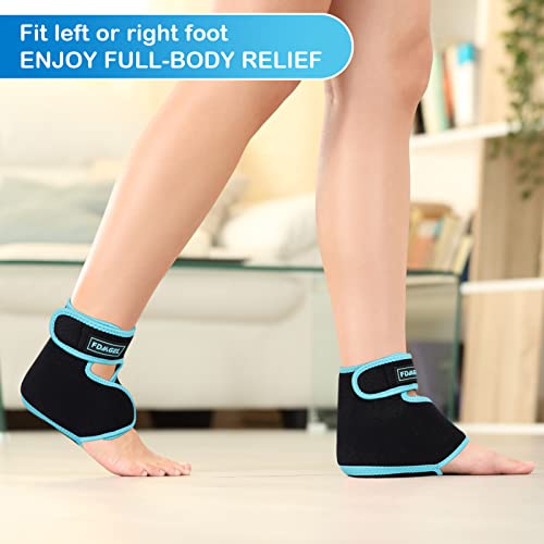 FDMGEL Ankle Ice Pack Wrap for Injuries Reusable, Hot Cold Compression Therapy, Foot Ice Pack with 2 Cold Gel Packs for Relief Sports Injury,Sprained Heel,Plantar Fasciitis,Achilles Tendonitis (Black)