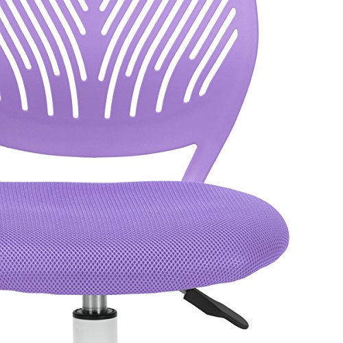 FurnitureR Students Cute Desk Chair, Low-Back Armless Swivel Seating with Lumbar Support Height Adjustable for Teens Boys Girls Youth Study Writing Task in Home Bedroom School, Purple