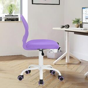 FurnitureR Students Cute Desk Chair, Low-Back Armless Swivel Seating with Lumbar Support Height Adjustable for Teens Boys Girls Youth Study Writing Task in Home Bedroom School, Purple