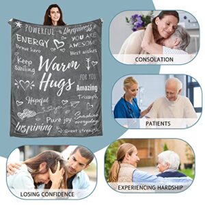 KKUYT Healing Throw Blanket with Inspirational Thoughts, Warm Hug Gratitude Sympathy Gifts Blanket, Soft Office for Work Get Well Friendship Birthday Mothers Day Christmas, Grey