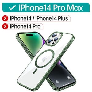 JUESHITUO iPhone 14 Pro Max Case 𝟐𝟎𝟐𝟯 𝗡𝗘𝗪 [Not Yellowing] [MiL-Grade Protection] [No.1 Strong Magnets] Magnetic Slim Clear Compatible with iPhone 14 Pro Max Protective Case 6.7inch,Alpine Green