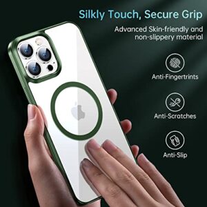 JUESHITUO iPhone 14 Pro Max Case 𝟐𝟎𝟐𝟯 𝗡𝗘𝗪 [Not Yellowing] [MiL-Grade Protection] [No.1 Strong Magnets] Magnetic Slim Clear Compatible with iPhone 14 Pro Max Protective Case 6.7inch,Alpine Green