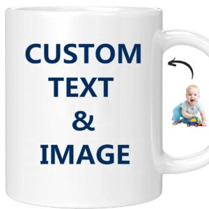 Custom Photo Coffee Mug, Personalized Mug w/Picture, Text, Name - Personalized Gifts for Mom, Boyfriend, Girlfriend, Best Friend, Christmas Gifts, Party Favors Mug 11oz White Wholesale