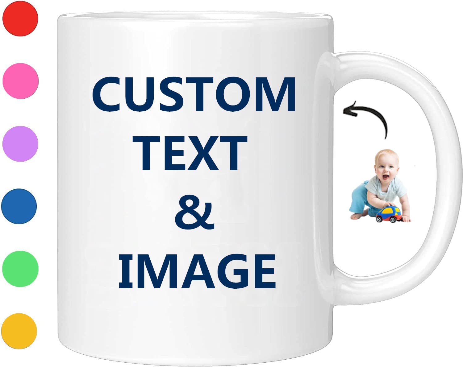 Custom Photo Coffee Mug, Personalized Mug w/Picture, Text, Name - Personalized Gifts for Mom, Boyfriend, Girlfriend, Best Friend, Christmas Gifts, Party Favors Mug 11oz White Wholesale