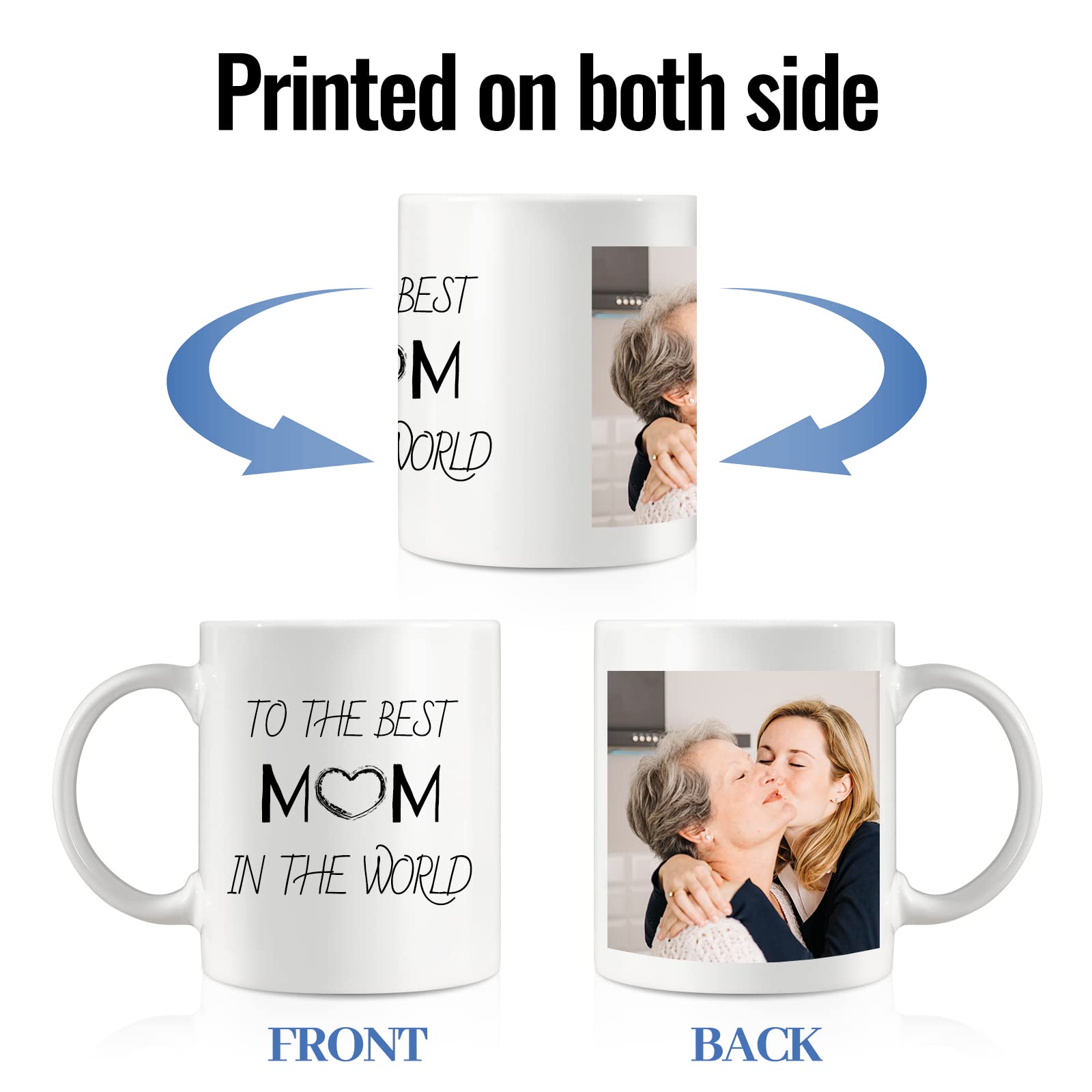 Custom Photo Coffee Mug, Personalized Mug w/Picture, Text, Name - Personalized Gifts for Mom, Boyfriend, Girlfriend, Best Friend, Christmas Gifts, Party Favors Mug 11oz White Wholesale