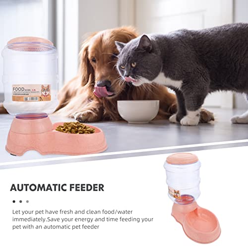 PATKAW Automatic Pet Feeders Water Dispenser 3.8L Auto Cat Dog Water Drinking Bowl Gravity Water Food Bowls Pet Feeding Tray Water Dispenser for Puppy Pink