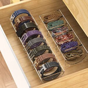 Belt Organizer, OFFSIR Belt Rack Storage Holder 8 Packs Acrylic Clear Display Case Container with Magnet, Detachable Belt Organizer for Closet Drawer Men& Women Belts Tie Bow Tie