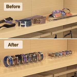 Belt Organizer, OFFSIR Belt Rack Storage Holder 8 Packs Acrylic Clear Display Case Container with Magnet, Detachable Belt Organizer for Closet Drawer Men& Women Belts Tie Bow Tie