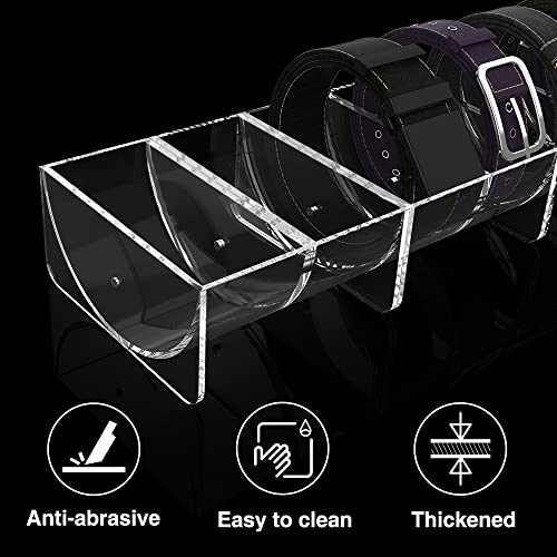 Belt Organizer, OFFSIR Belt Rack Storage Holder 8 Packs Acrylic Clear Display Case Container with Magnet, Detachable Belt Organizer for Closet Drawer Men& Women Belts Tie Bow Tie