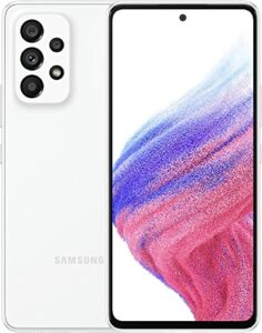 samsung galaxy a53 5g (sm-a536e/ds) dual sim,128 gb 6gb ram, factory unlocked gsm, international version - no warranty - (awesome white) (renewed)