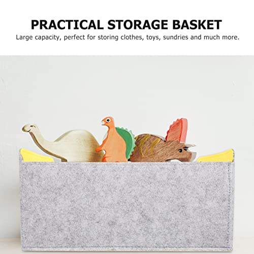 Magazine Basket Felt Storage Basket Box Foldable Organizer Basket Open Storage Bins Boxes with Handle for Magazine Books Newspaper Sundries Yellow Clothes Storage Organizer