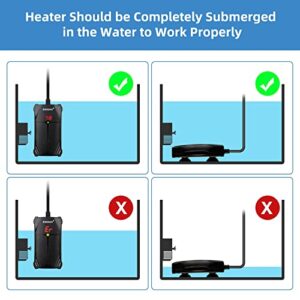 BOEESPAT Small Aquarium Heater 50W Fish Tank Heater for 5/10 Gallon Betta Fish with LED Temperature Controller and Smart Thermostat