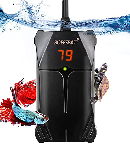 BOEESPAT Small Aquarium Heater 50W Fish Tank Heater for 5/10 Gallon Betta Fish with LED Temperature Controller and Smart Thermostat