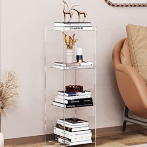 solaround Acrylic Narrow Bookcase Skinny Bookshelf Modern Display Storage Organizer for Living Room Office Bathroom (Clear, 3 Tier)